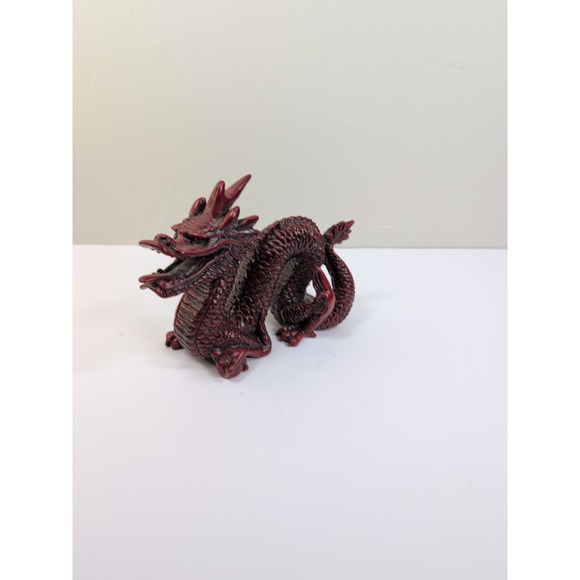 Art | Carved Feng Shui Dragon Deep Red Resin Good Luck Statue Red Eyes ...